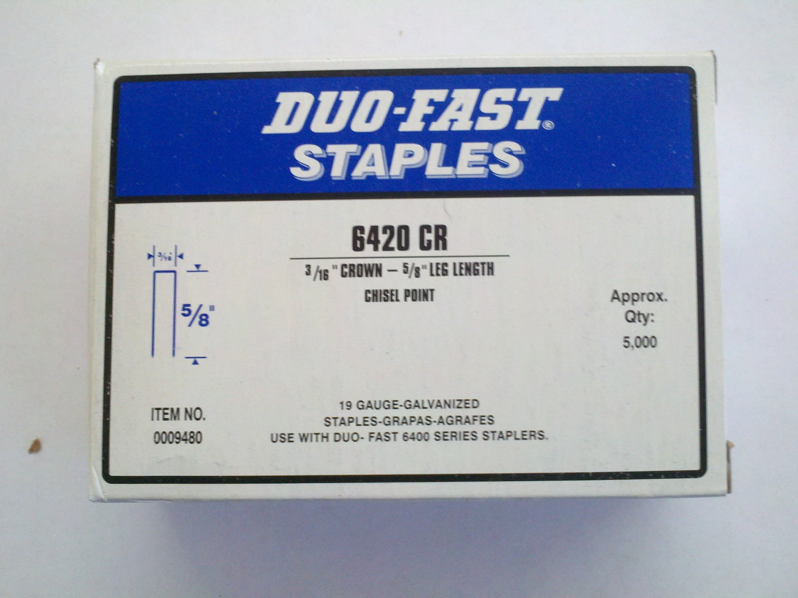 Duo Fast 6420CR 3/16" Crown X 5/8" Staples - Walmart.com