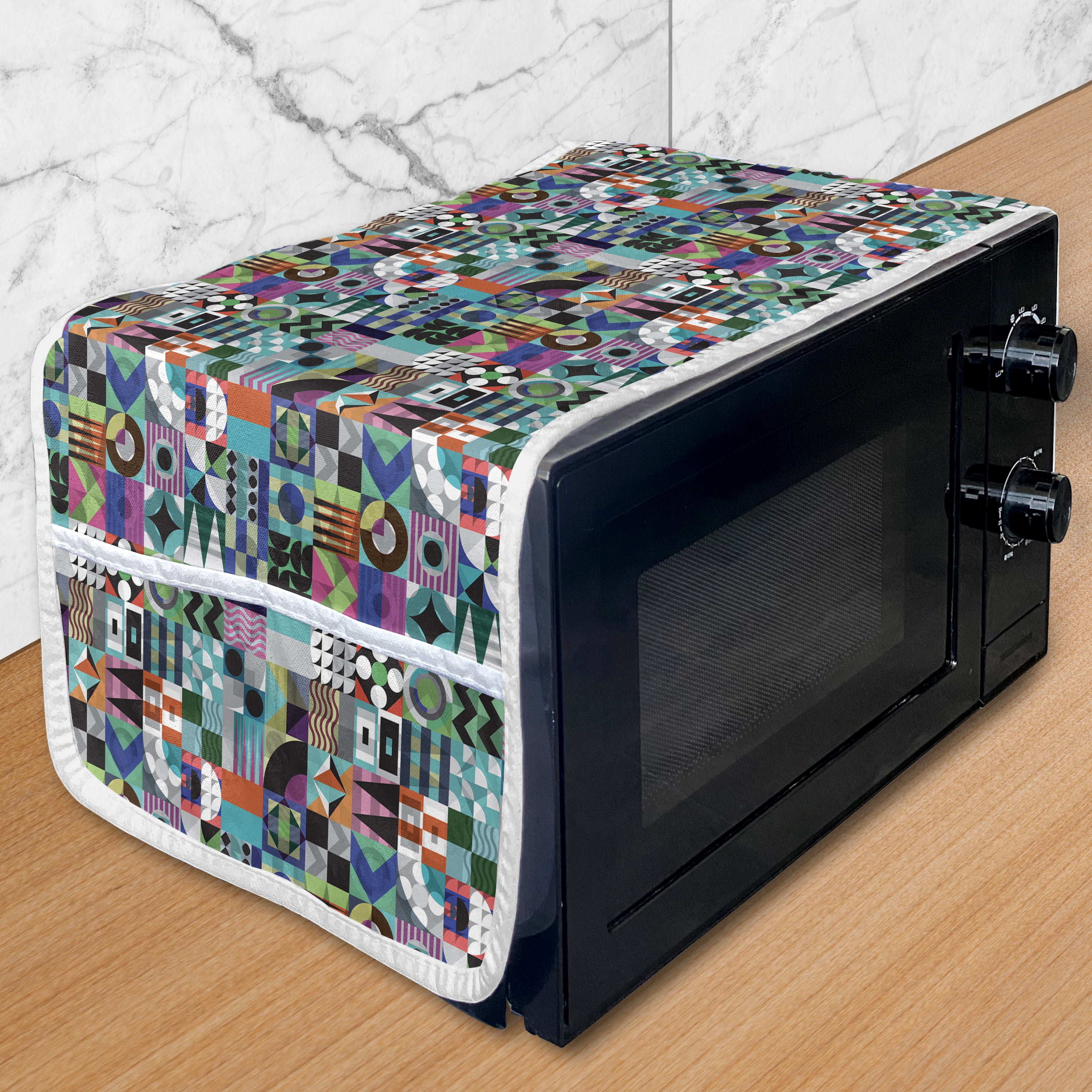 Mid Century Microwave Oven Cover, Mix of Various Different Geometric ...