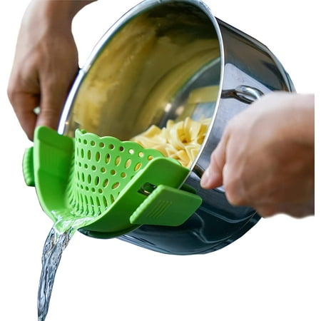 (green)Hanging Silicone Kitchen Strainer Sieve Flour with Fine Mesh ...