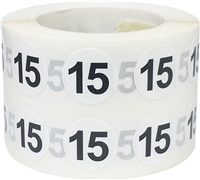 Circle Dot Number 15 Stickers, 0.5 Inch Round, 1000 Labels on a Roll ...