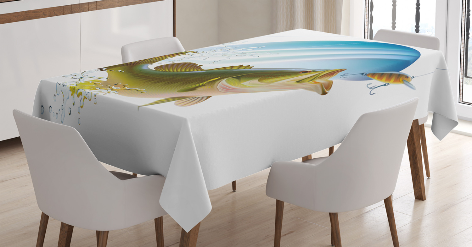 Ambesonne Fish Tablecloth Rectangular Table Cover, Wild Life in Nature ...