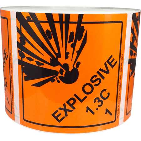 Hazard Class 1 D.O.T. Explosives 1.3 C Hazmat Labels Laminated 4x4 Inch ...