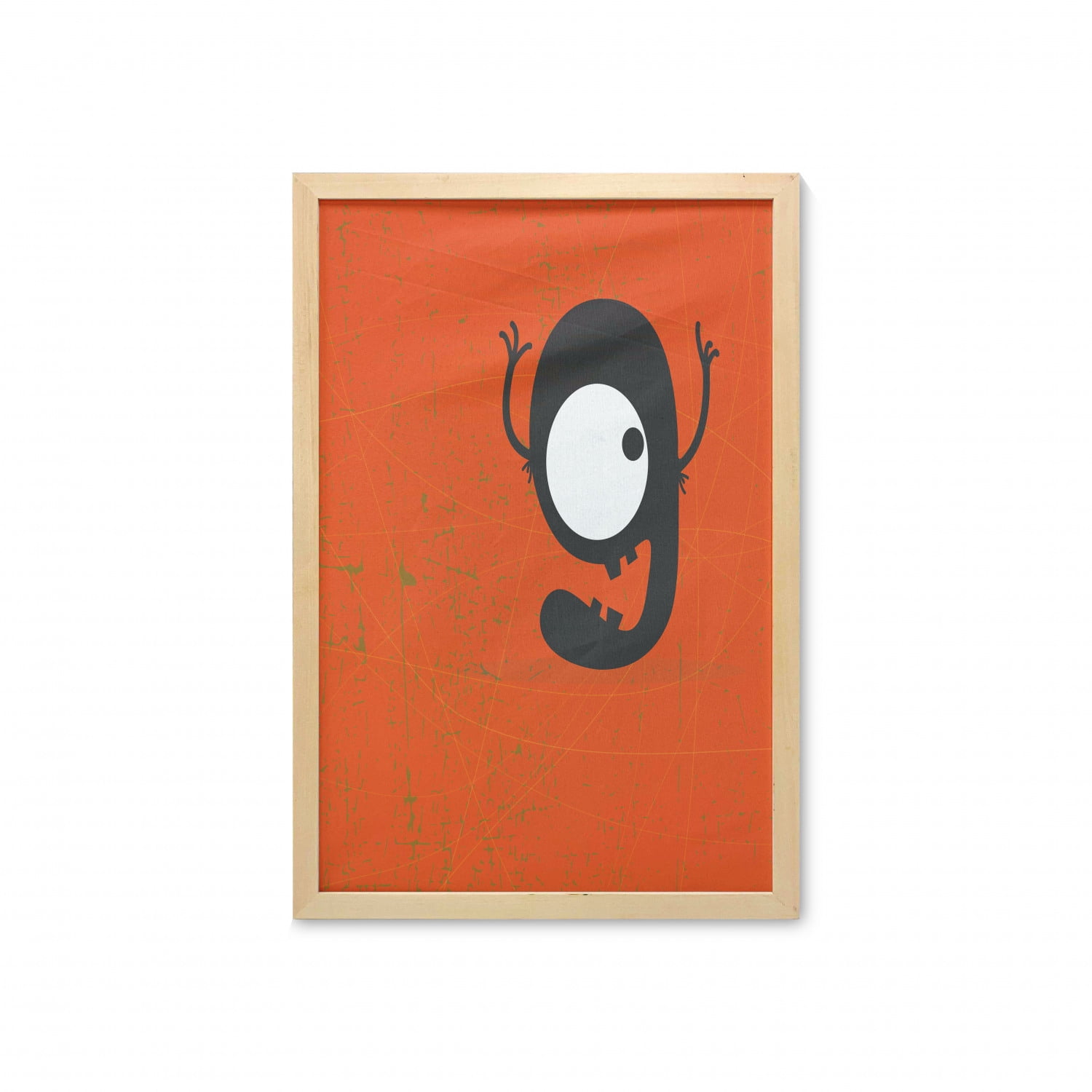 Halloween Wall Art with Frame, Cartoon Style Illustration of the Letter ...