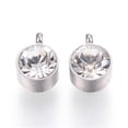 304 Stainless Steel Charms with Rhinestone Flat Round Mixed Color ...