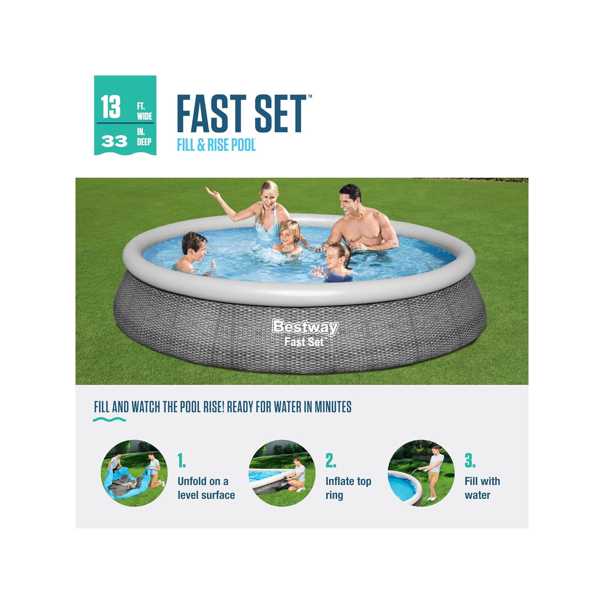 Fast Set 57375E PVC 13 Foot Round Inflatable Pool Set – Sansujyuku