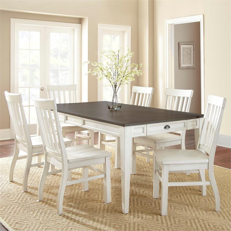 Cayla Two-Tone 7-Piece Dining Set with Antique White Chairs - Walmart.com