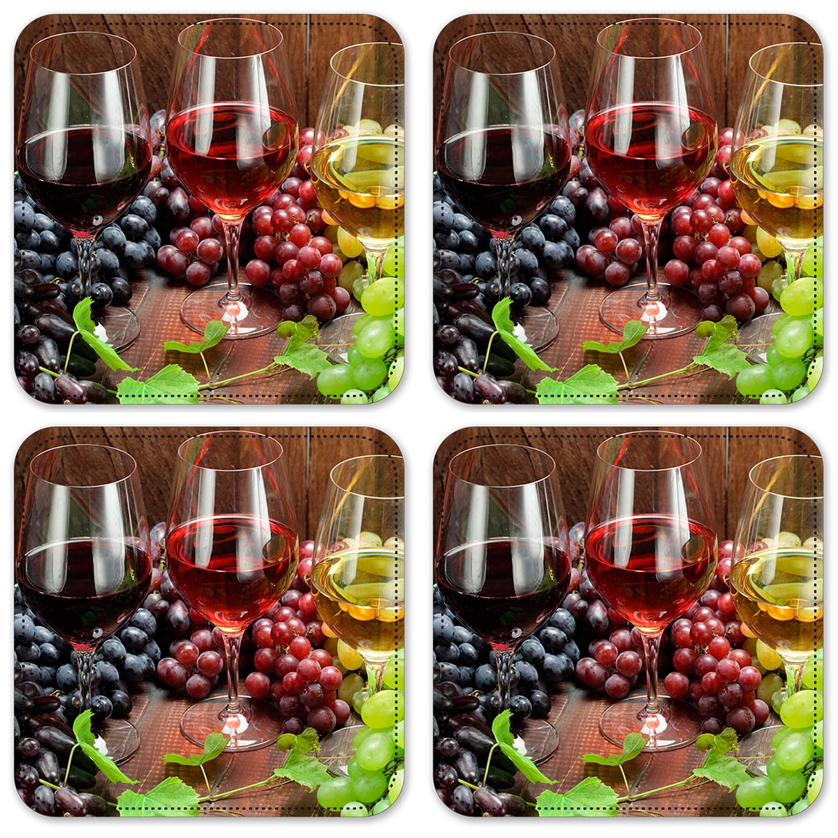 Vinyl Drink Coasters - Set of 4 - Wine with Grapes - Walmart.com
