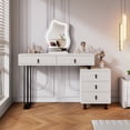 Amawx Adjustable-Length Vanity with Cloud LED Mirror - Modern Makeup ...