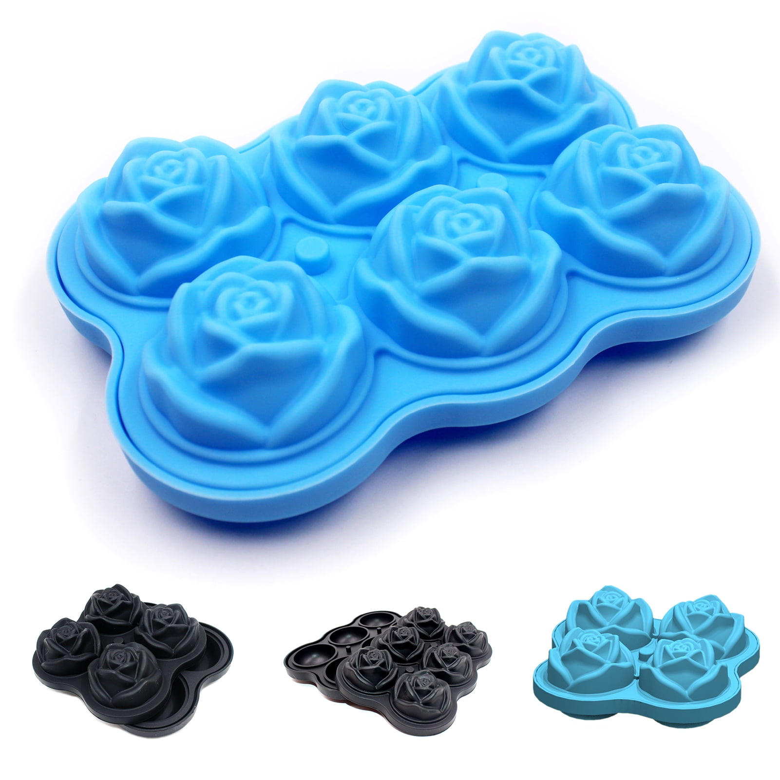 Whiskey Ice Cube Mold, Upgrade Silicone Rose Ice Cube Tray, Giant Big ...