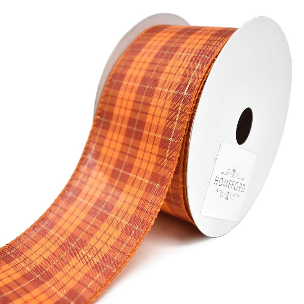 Woven Checkered Fall Lush Wired Ribbon, 2-1/2-Inch, 25-Yard - Walmart.com