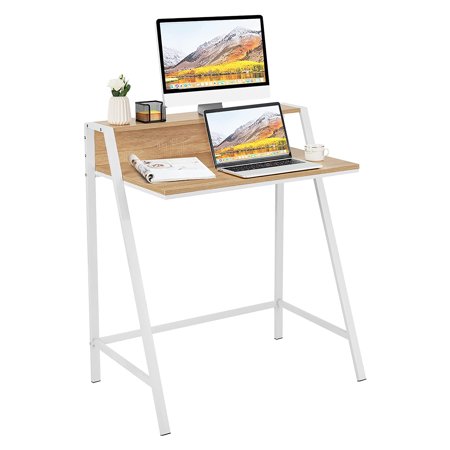 2 Tier Computer Desk, Gaming Desk with Monitor Stand for PC for Small ...