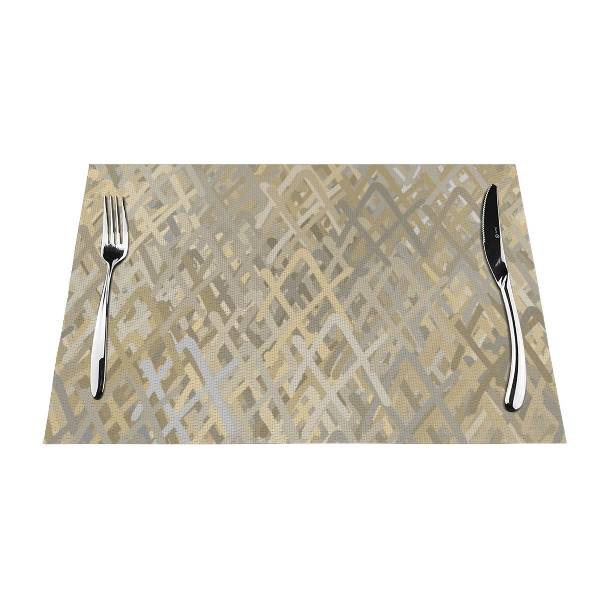 YFYANG Washable Heat-Resistant Placemats, 70% PVC/30% Polyester, Beige ...