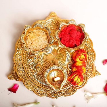 Kalsa Parai Puja Accessory Gifts Pooja Thali Om Gayatri Mantra Brass ...
