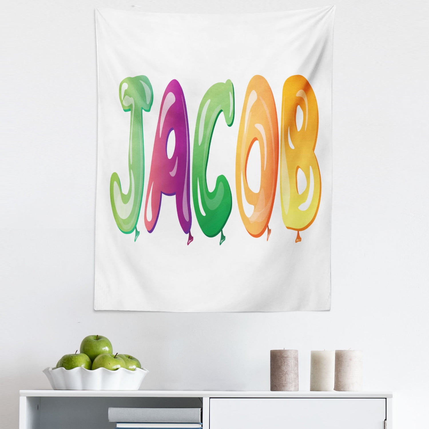 Jacob Tapestry, Balloon Font Design Widespread Traditional Male Name ...