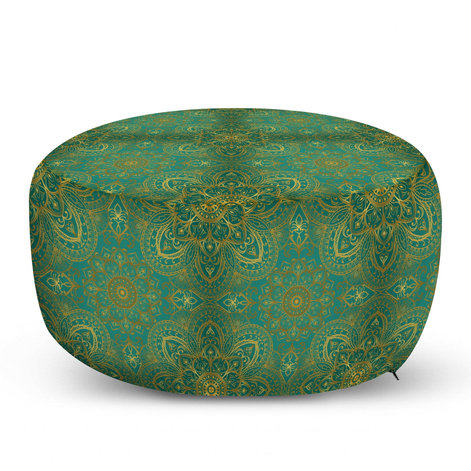 Orient Pouf Cover with Zipper, Rich Curly Royalty Ornaments on ...