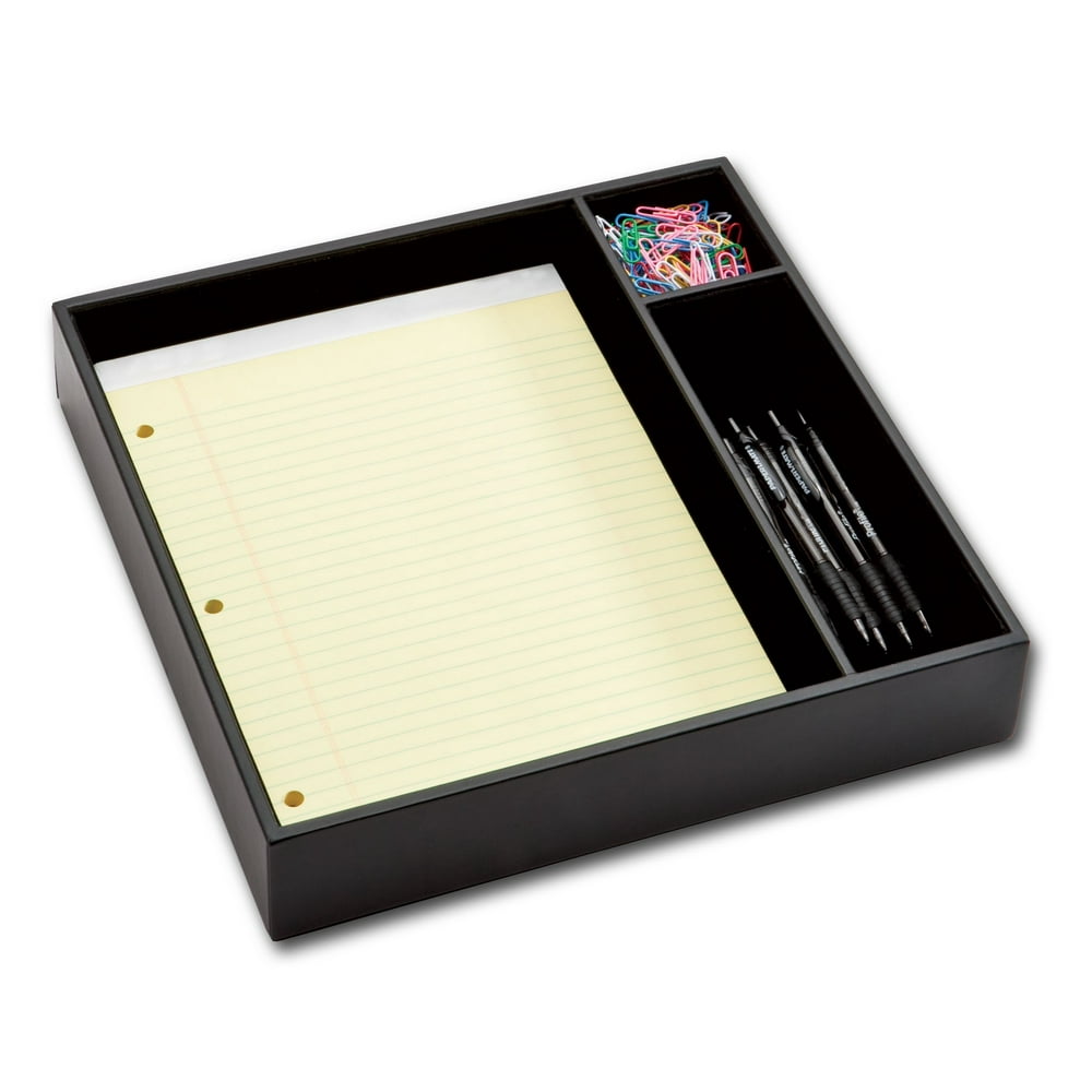 Classic Black Leather Conference Room Organizer Tray - Walmart.com ...