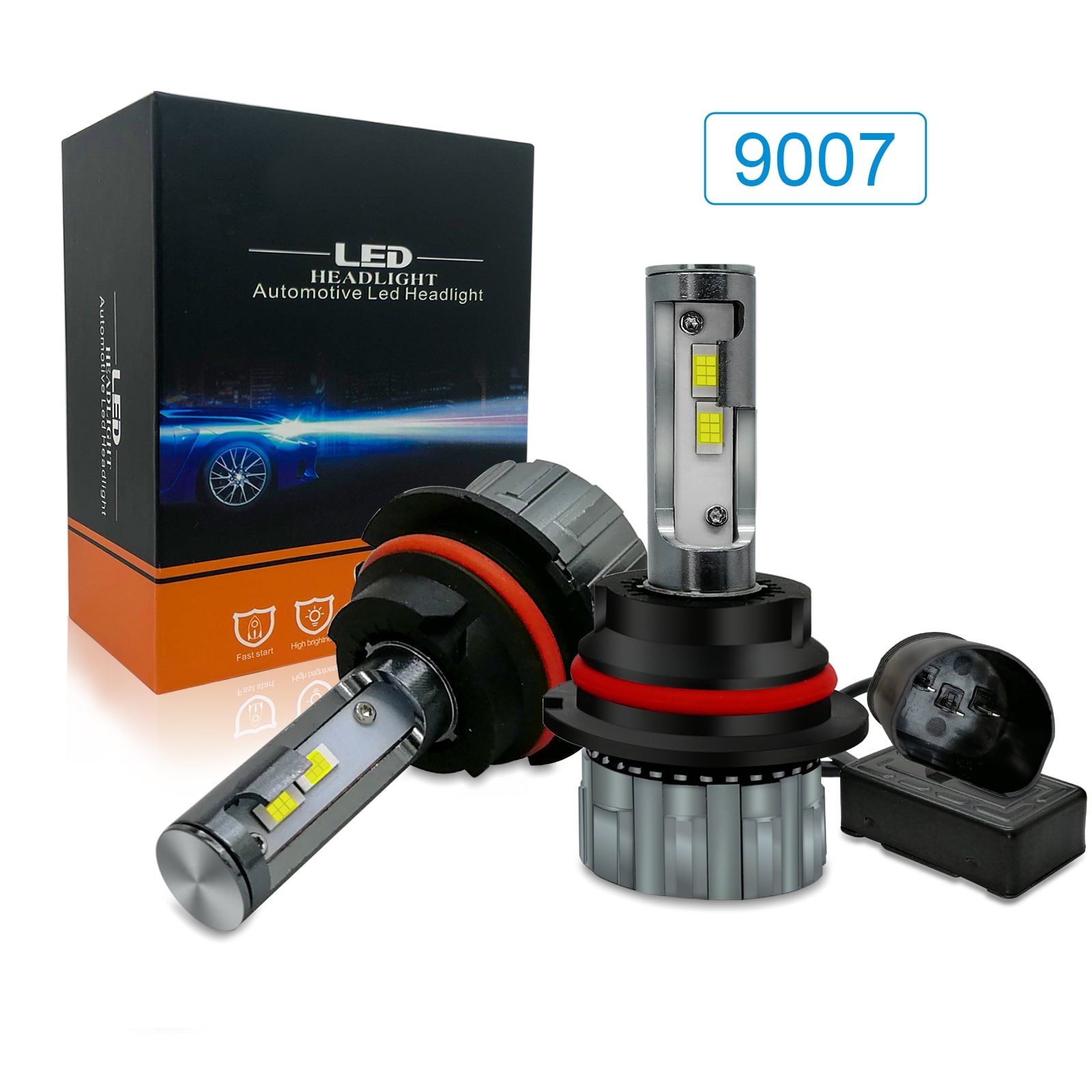 Bauma Auto Csp 3570 9007 LED Headlight Bulbs Kit 60W 20000LM 7000K Cool ...