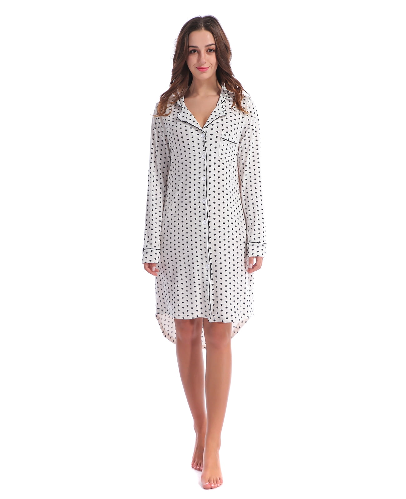 MintLimit Women Long Sleeve V-neck Heart Printed Button Down High-Low ...