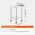 24 x 24 x 40 Inch Stainless Steel Work Table with Casters, Commercial ...