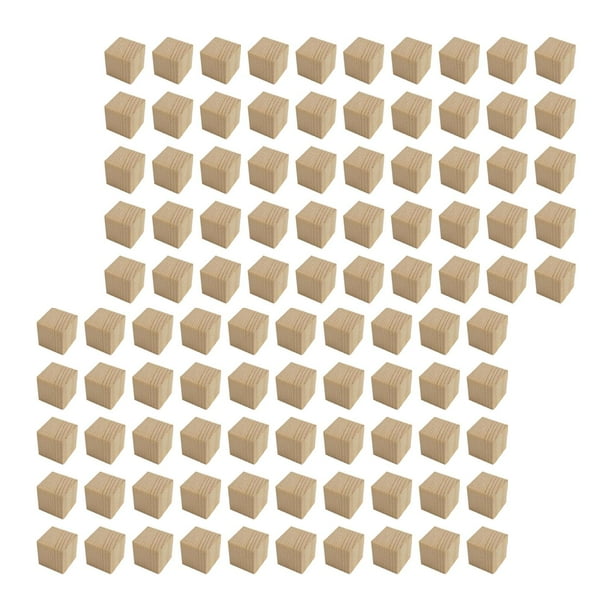 100 Pieces Wooden Blocks Solid Wood Cubes for Puzzles Crafting DIY ...