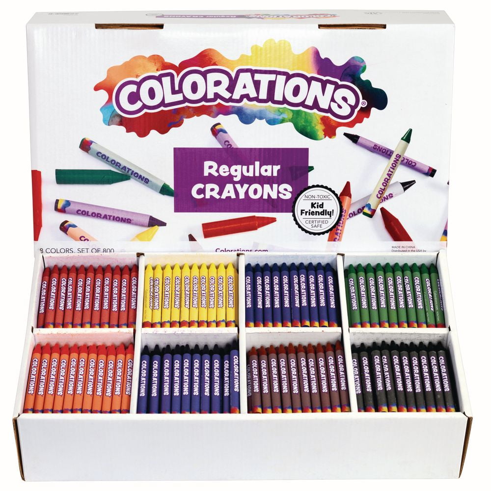 Colorations Regular Crayons - 8 Colors, Value Pack -Set of 800 ...