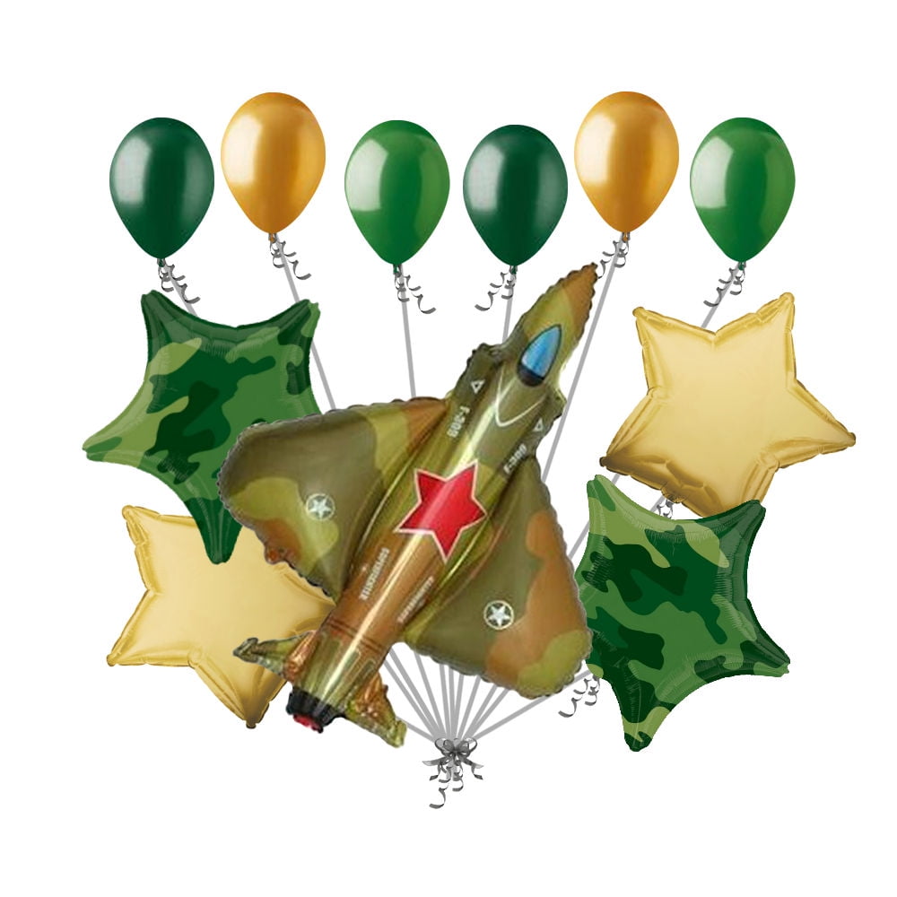 11 pc Military Jet Camo Balloon Bouquet Army Birthday Welcome Home ...