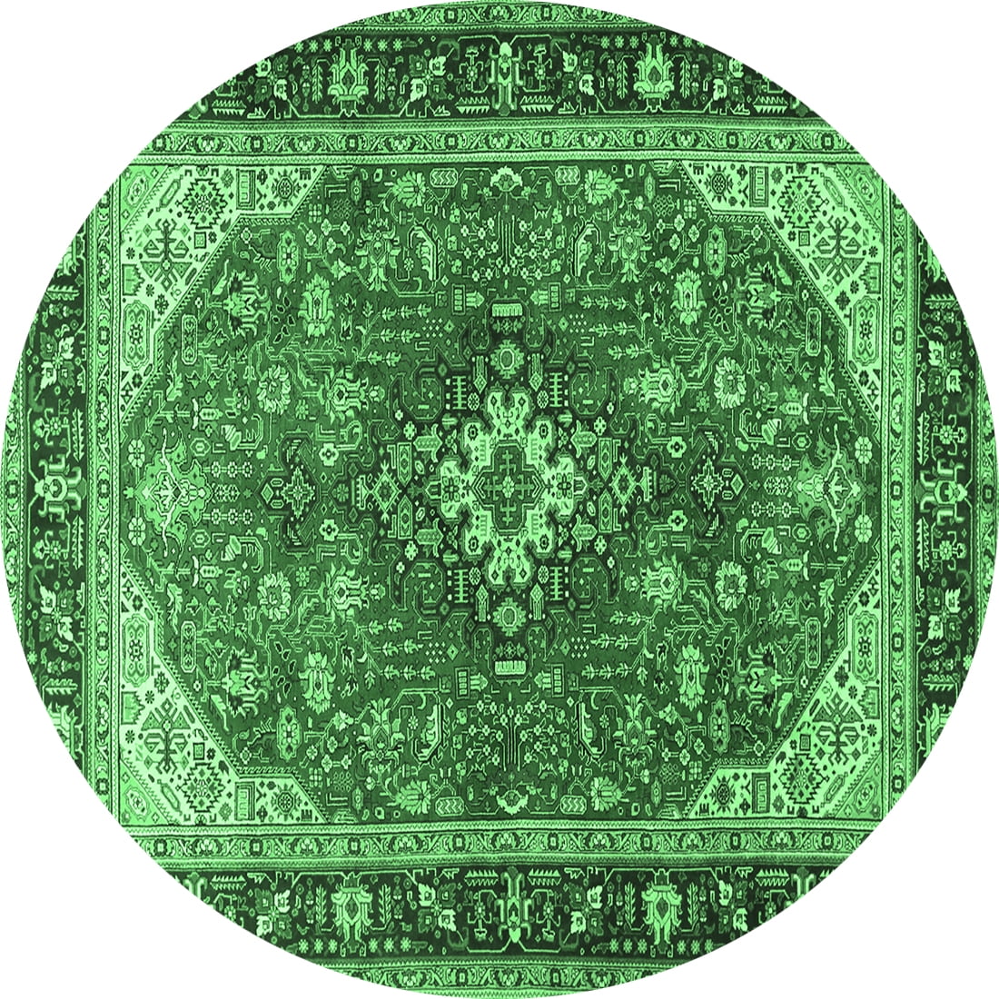 Ahgly Company Indoor Round Medallion Emerald Green Traditional Area ...