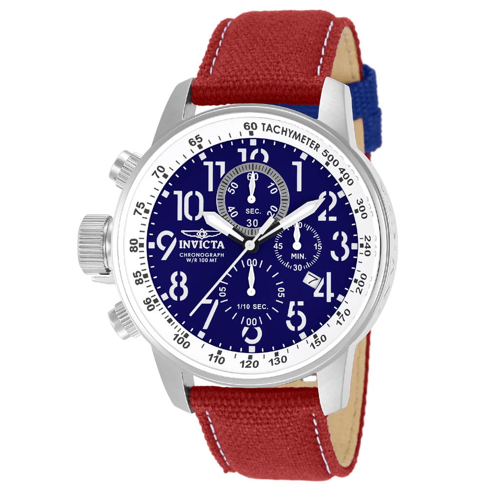 Invicta Men's 12080 I-Force Lefty Blue Dial Red Fabric & Leather Strap ...