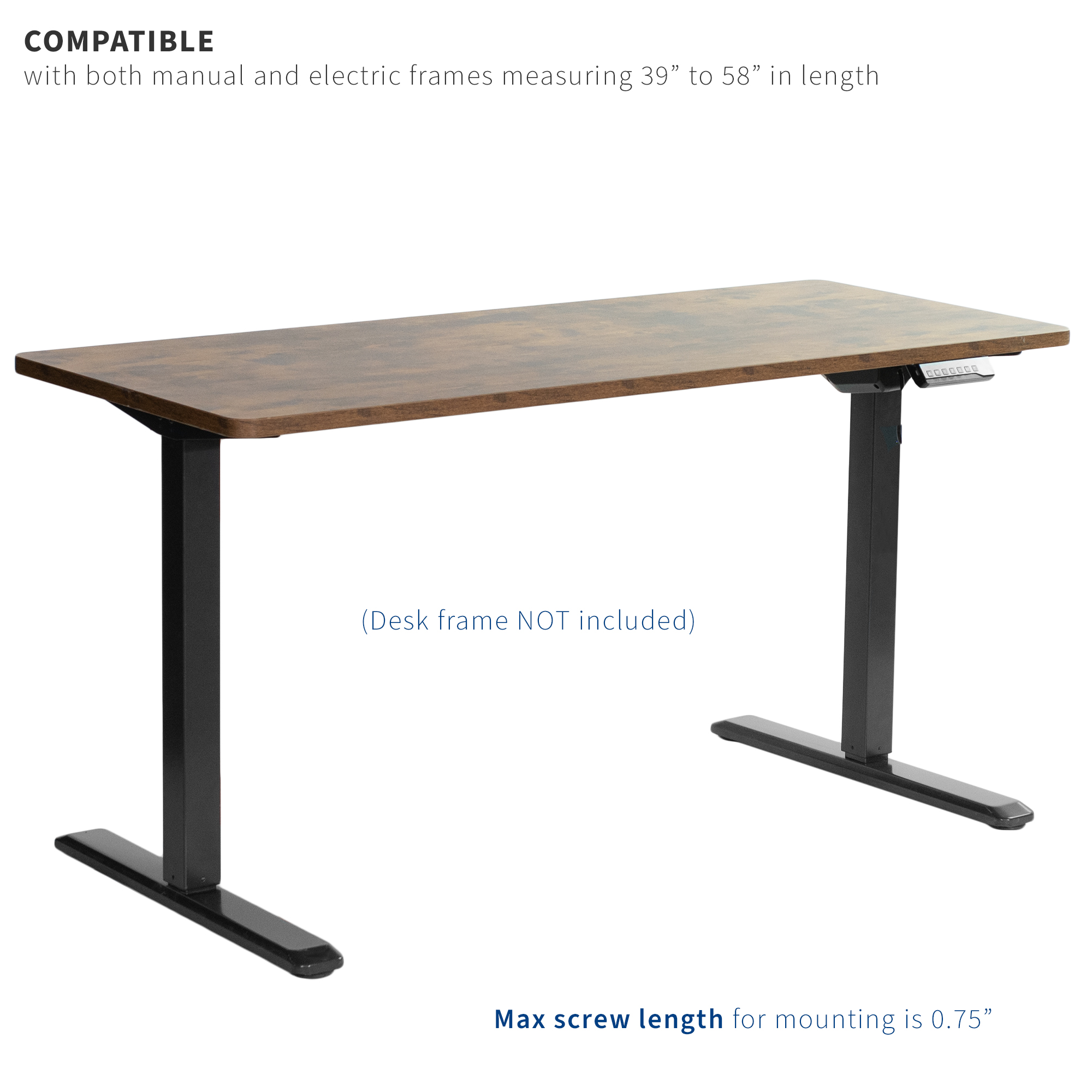 Buy VIVO Vintage Brown 60 x 24 inch Universal Table Top for Sit to ...