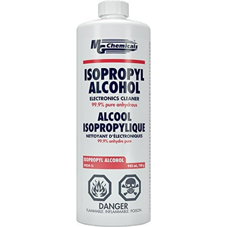 MG Chemicals 824-1L 99.9% Isopropyl Alcohol Liquid Cleaner, Clear , 945 ...