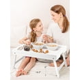 Bamboo Bed Tray for Breakfast, Snack Table with Folding Legs for Eating ...