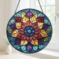 Colorful Mandala Pattern Stained Glass Style Suncatcher, Round ...