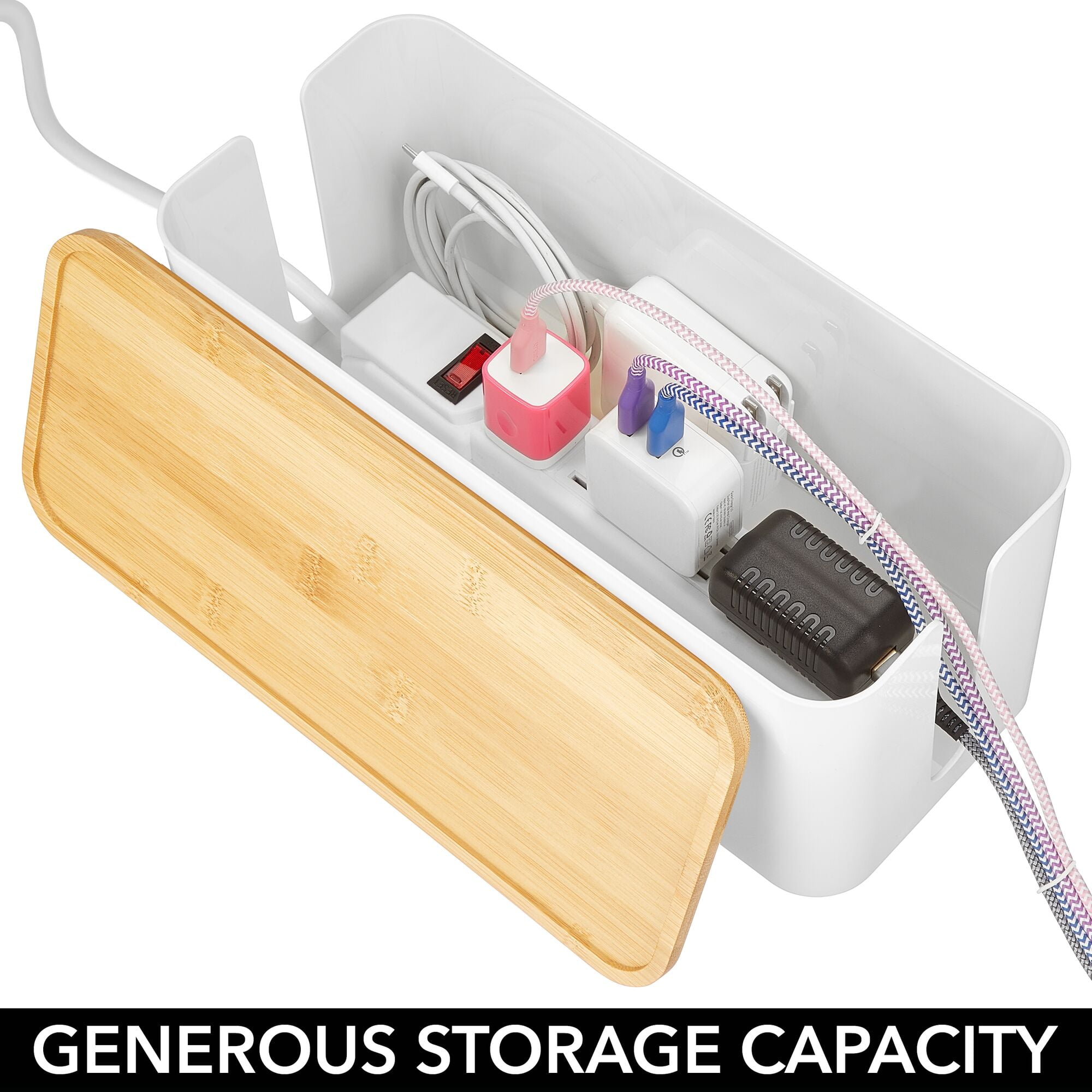 Buy mDesign Cable Management Box - Storage Organizer for Power Strips ...