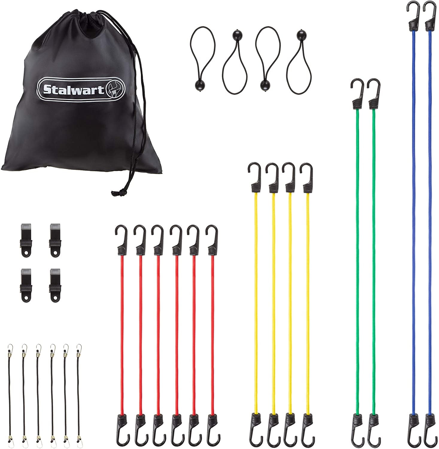 Stalwart 75-CAR1052 Bungee Cord Assortment of 5 Sizes-10 , 18 , 24 32 ...