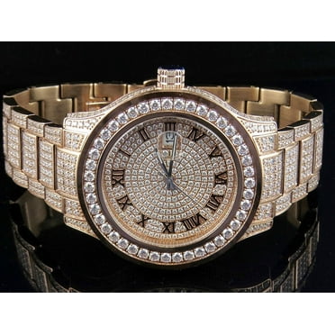 Iced Out Stainless Steel Simulated Diamond Watch BR-01 In Yellow Gold ...