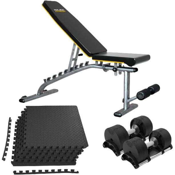 HAJEX Fitness Set – 80 LB Adjustable Dumbbell (Pair), Workout Bench ...