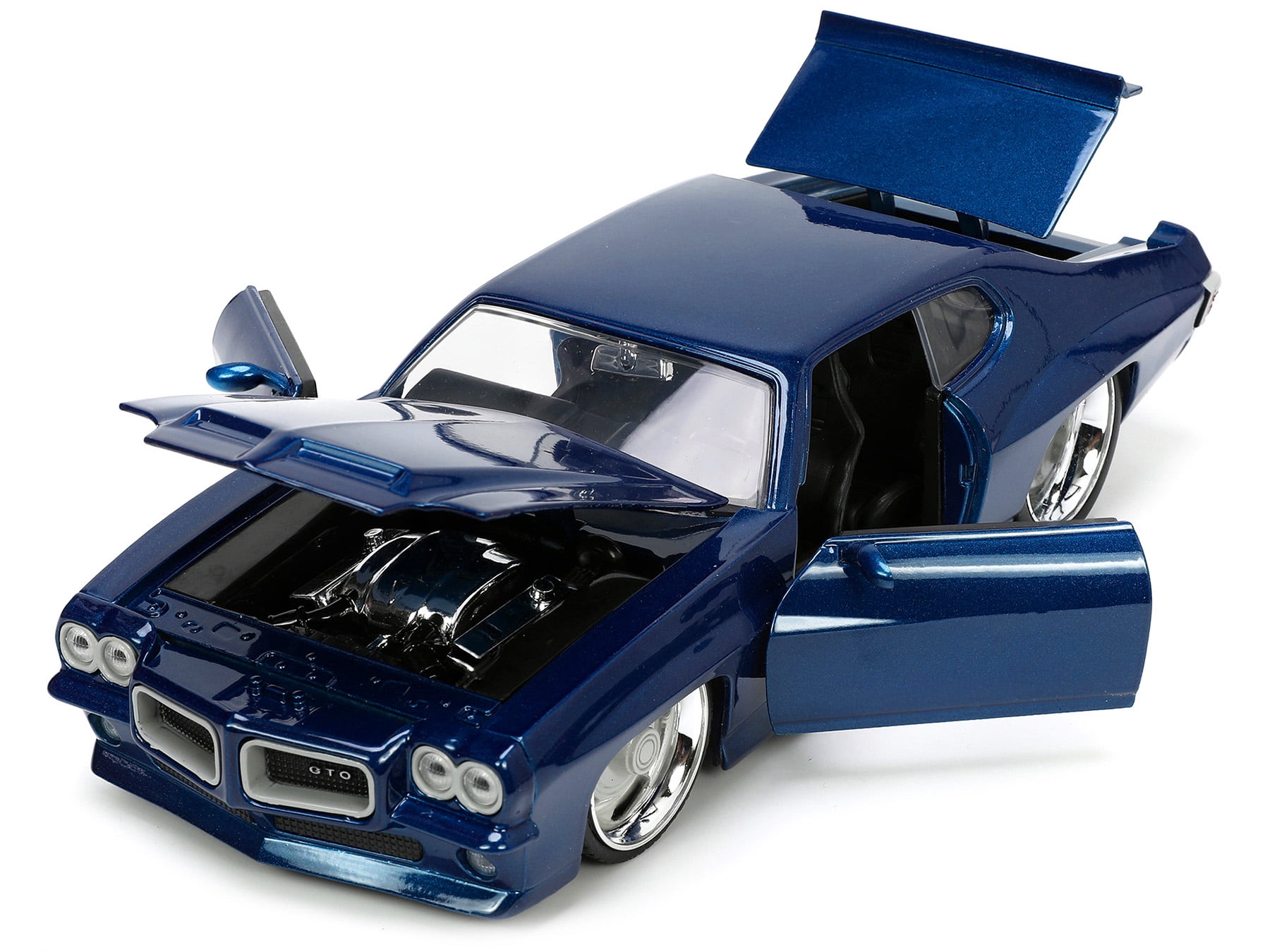 Diecast 1971 Pontiac GTO Dark Blue Metallic "Bigtime Muscle" Series 1/ ...