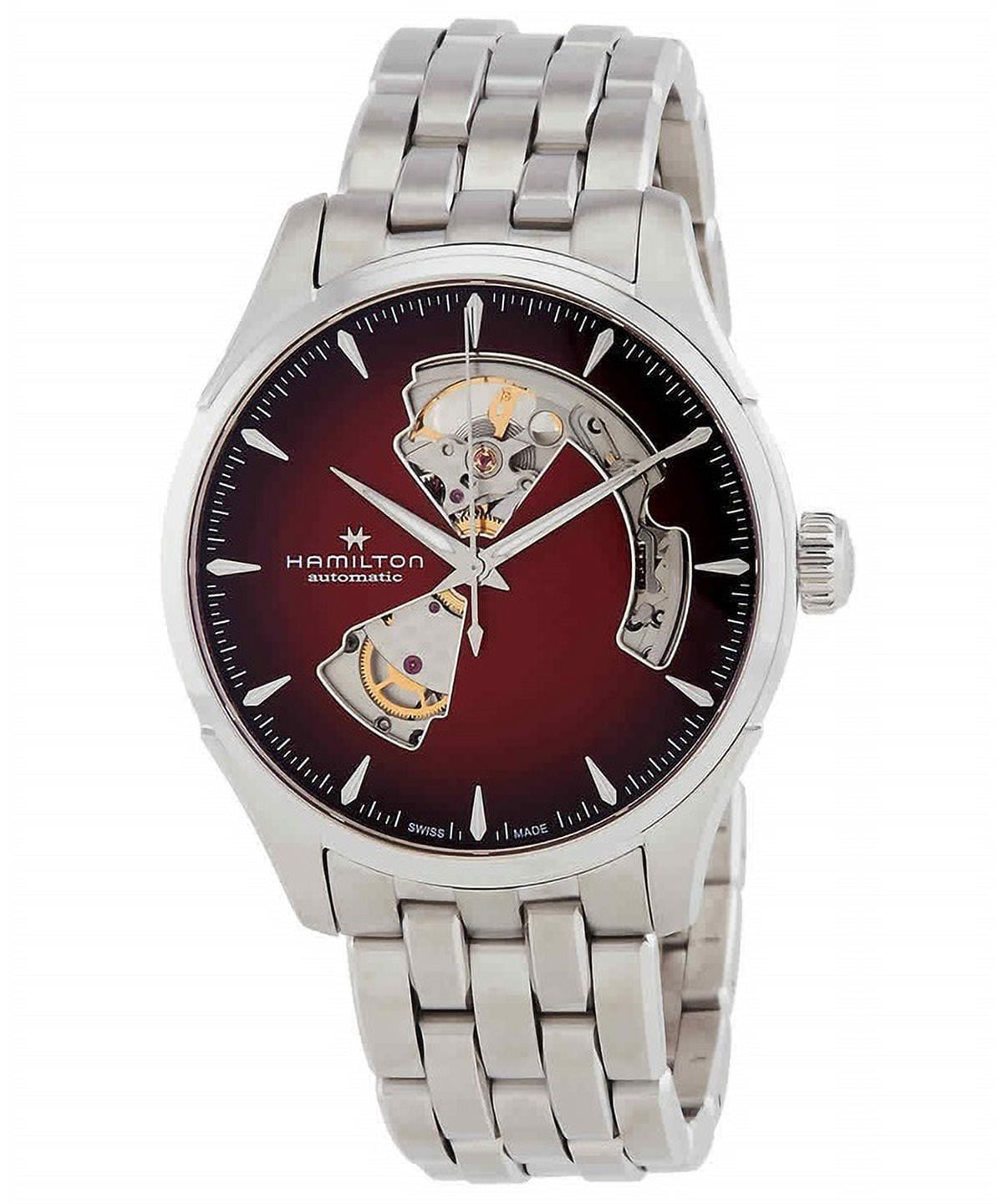 Hamilton Jazzmaster Stainless Steel Burgundy Open Heart Dial Automatic ...