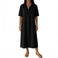 Bxsruta Women's Casual Short Sleeve Midi Shirt Dress Button Front ...