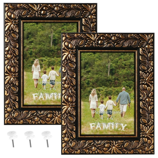 4x6 Picture Frames Set of 2, Vintage Flower Relief Photo Frame 4 by 6 ...