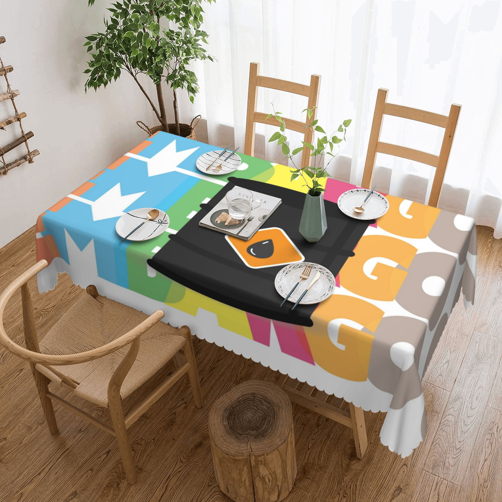 XMXY Table Cloth Rectangle Table, Embargo Stop Lettering Dining Table ...