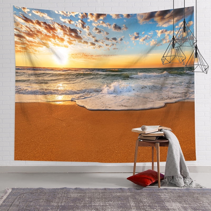 Tropical Island Backdrop Window View Coconut Trees Sea Waves Beach ...