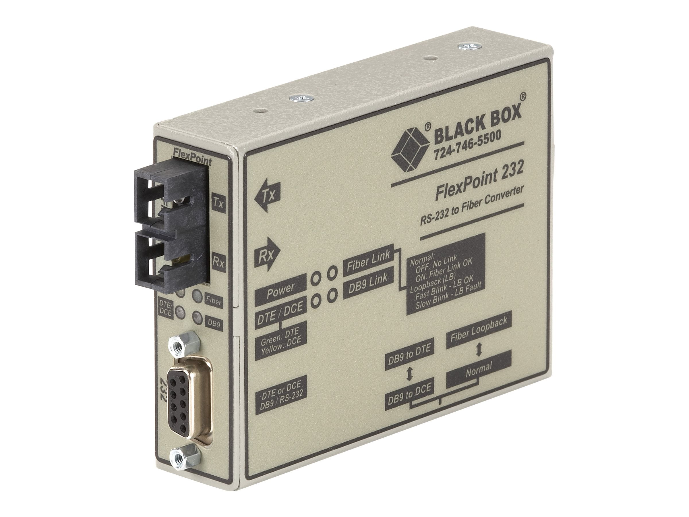 Black Box FlexPoint RS-232 to Fiber Converter - Serial port extender ...