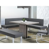 Pemberly Row Modern Faux Leather Corner Dining Bench in Chrome/Gray ...
