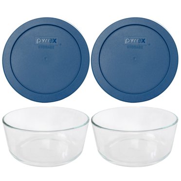 Pyrex (2) 7200-PC, (2) 7201-PC and (2) 7402-PC Blue Round Plastic ...