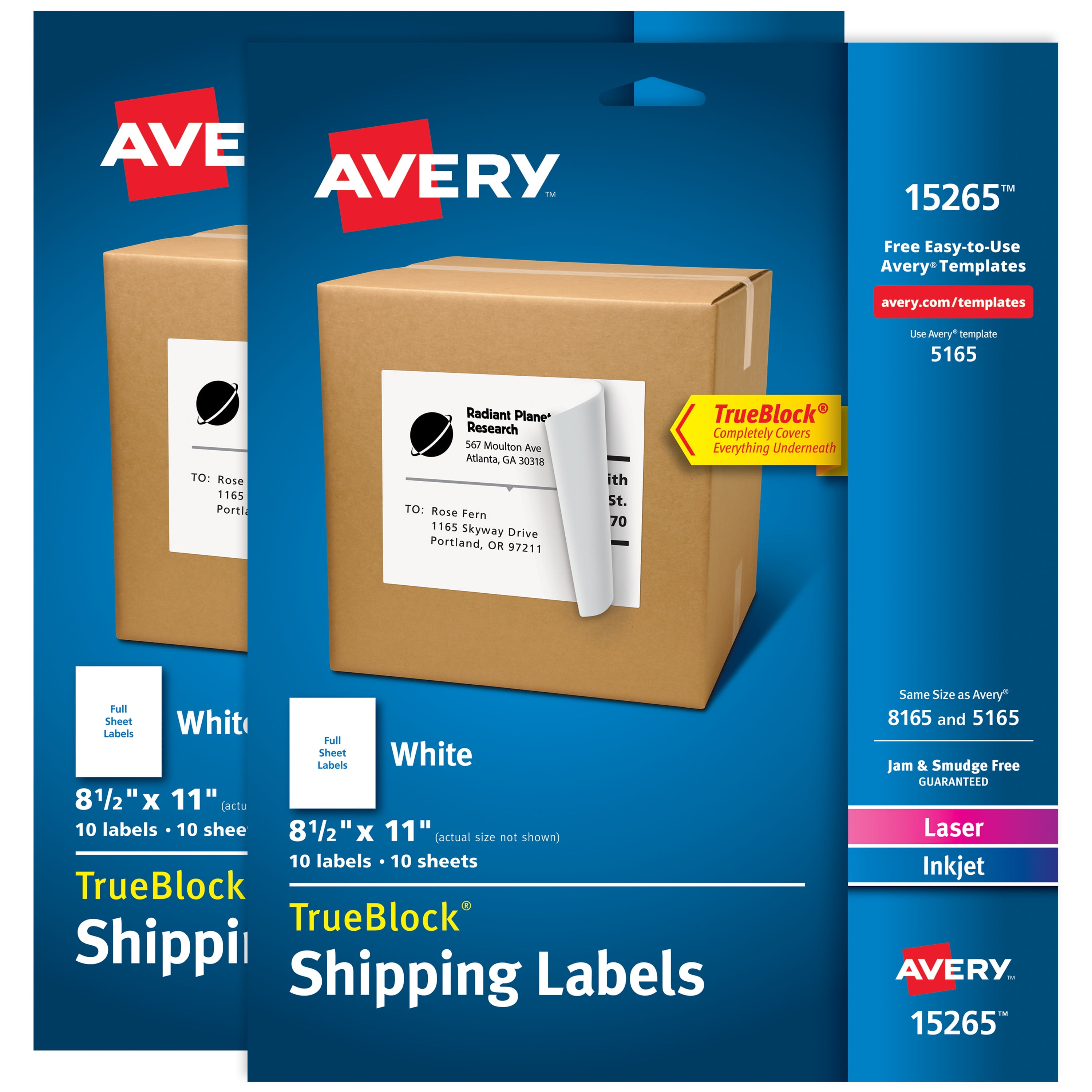 Avery Internet Shipping Labels, 8-1/2" x 11", (2 Pack of 15265 ...
