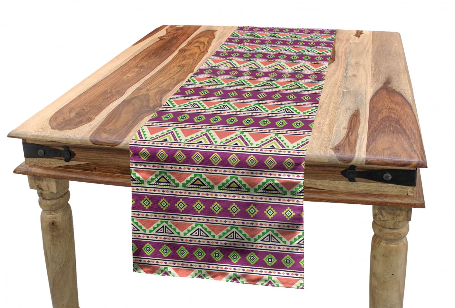 Aztec Table Runner, Vibrant and Pattern of Horizontal Orient Aztec ...