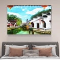 Atmospheric And Exquisite Water Village Oil Painting Canvas Poster ...