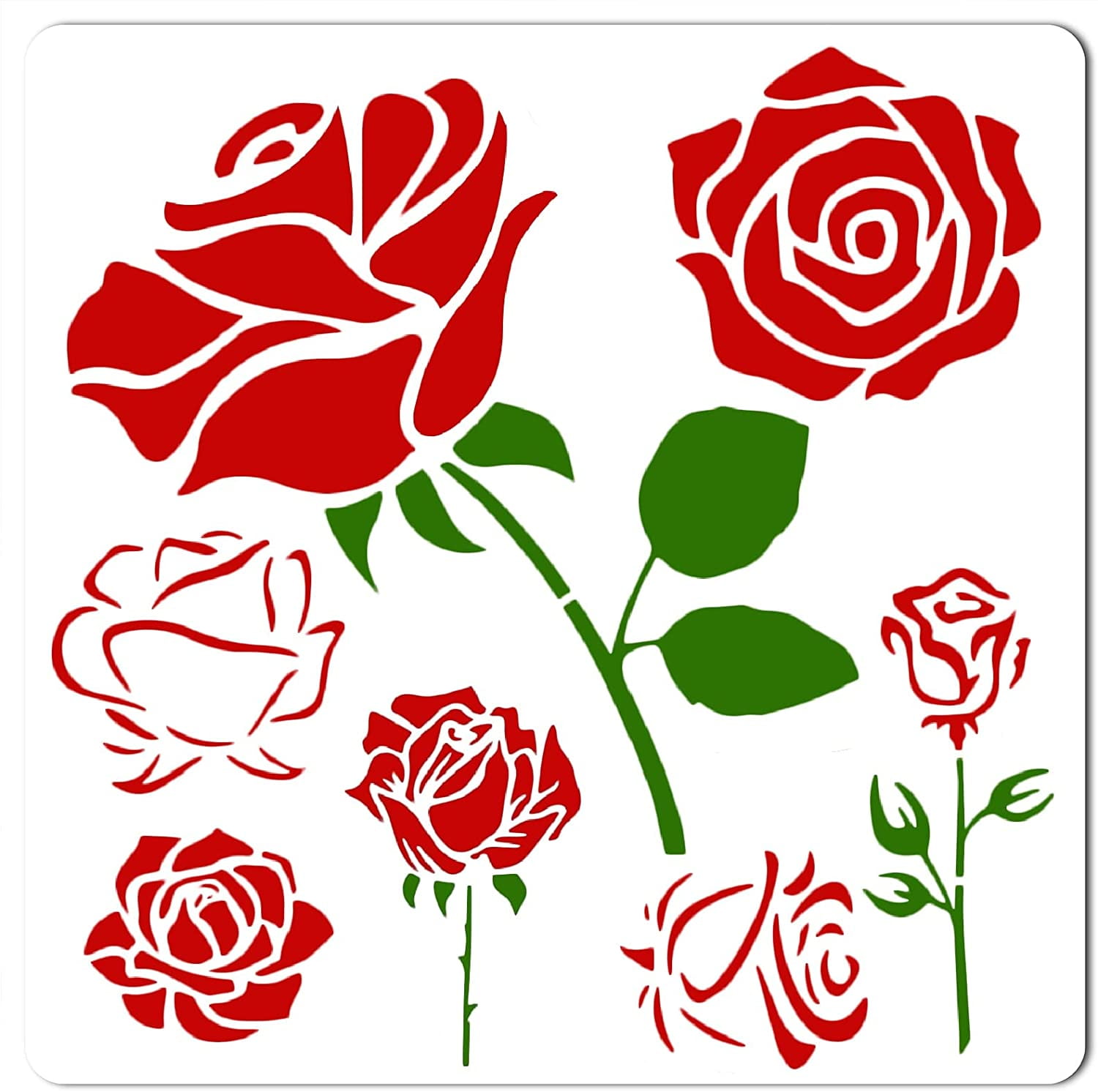 Large Rose Flower Stencils Template 11.8x11.8 Inch Square Stencil for ...