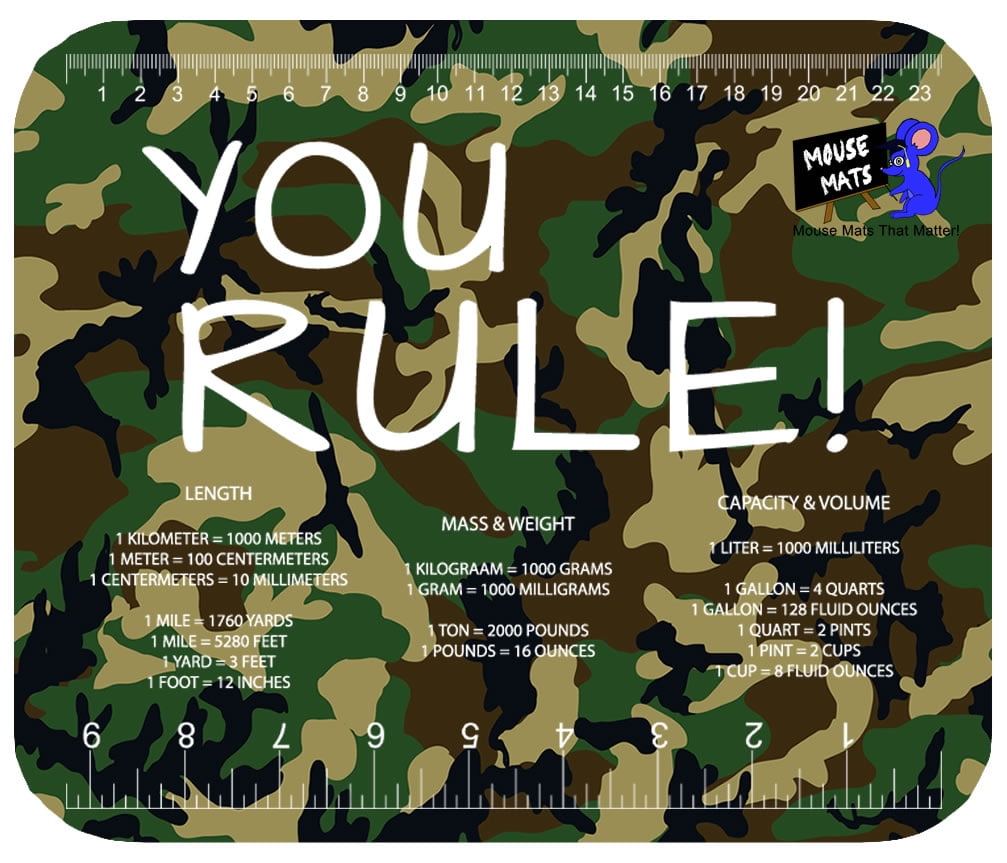 Mouse Mats "You Rule" Ruler And Measurements Sublimated Mouse Pad (Army ...